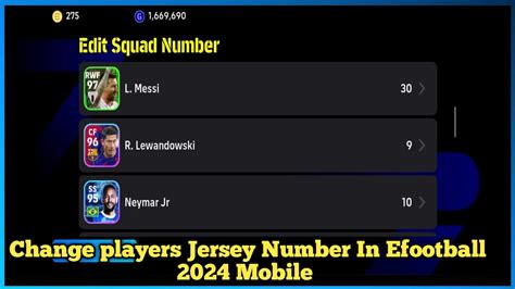 How To Change Players Jersey Number In Efootball 2024 Mobile YouTube