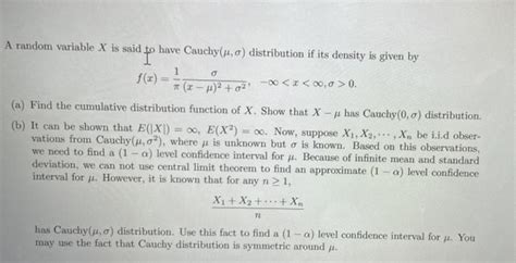 a random variable x is said have cauchy u a