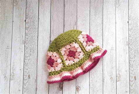 Granny Squares Stripes Bucket Hat Crochet Pattern PDF Start Crochet