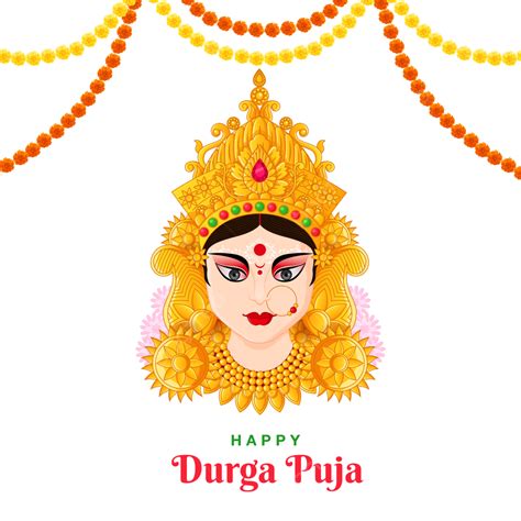 Navratri Durga Puja Vector Hd PNG Images Face Of Goddess Durga Shubh