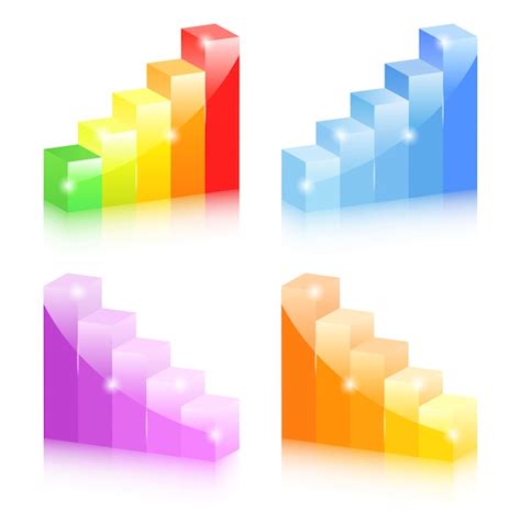 Coleção de gráficos de barras coloridos Vetor Premium