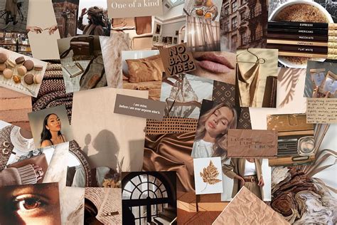Boho Beige Trendy Aesthetic Wall Collage Kit Digital Collage Background