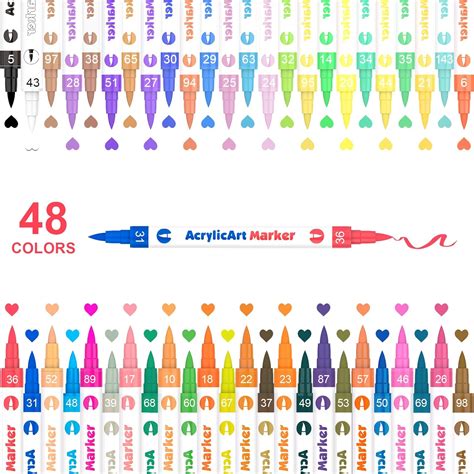 Banral Marcadores de pintura acrílica de 48 colores 24 unidades