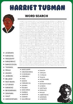 Harriet Tubman Word Search Puzzle Worksheet Activity By MED HOMES