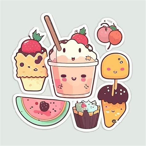 Premium Vector Food Sticker Set Vector