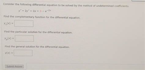 solved consider the following differential equation to be