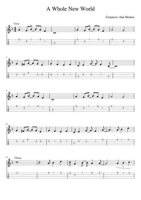 A Whole New World Aladdin Ukulele Tab FINGERSTYLE GUITAR Ukulele