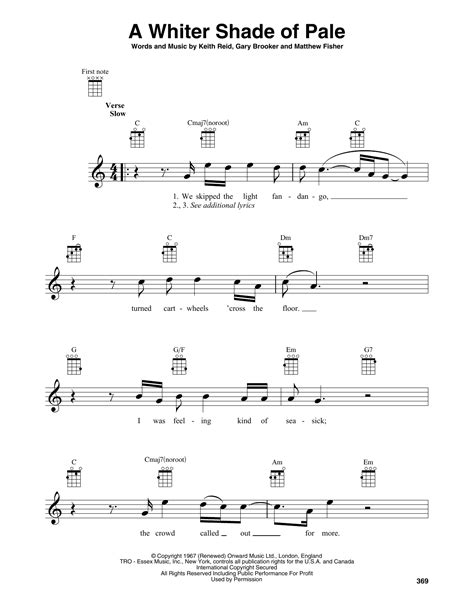 A Whiter Shade Of Pale By Procol Harum Baritone Ukulele Guitar