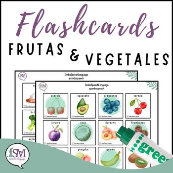 Flashcards Frutas Y Vegetales Freebie By Simba Speech Language