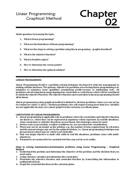 chapter 02 linear programming graphical method pdf linear programming loss function