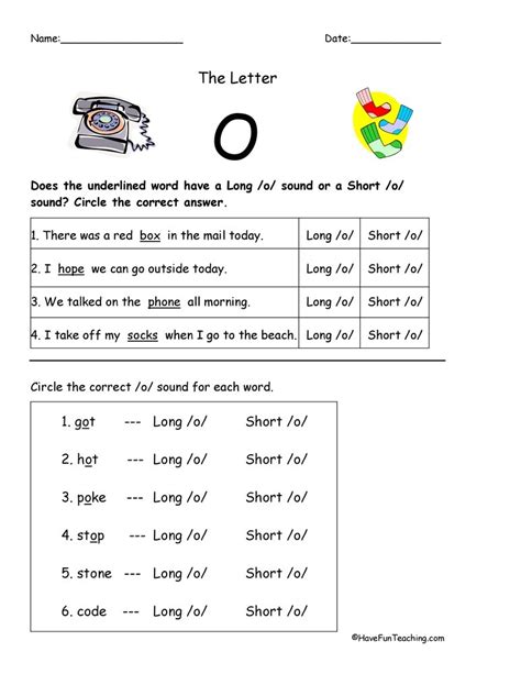 Short And Long O Worksheets Worksheets Worksheet Hero