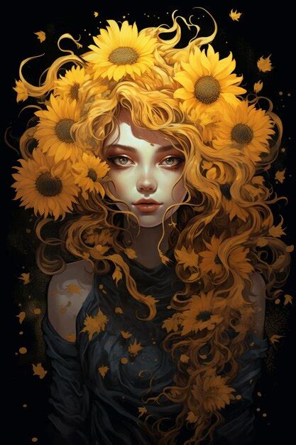 Premium Photo There Is A Woman With A Sunflower Headpiece On Her Head