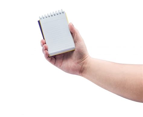 Premium Photo Women Hand Holding Blank Paper Notebook