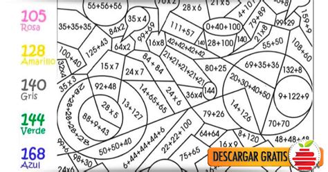 Ejercicios Para Operaciones B Sicas Y Colorear Calcula Y Colorea