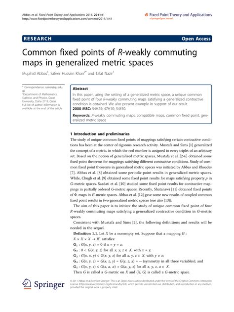 pdf common fixed points of r weakly commuting maps in generalized metric space