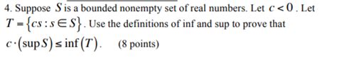 solved 4 suppose s is a bounded nonempty set of real
