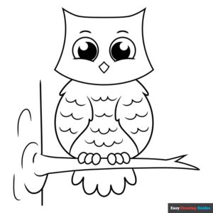 Easy Cartoon Owl Coloring Page Easy Drawing Guides