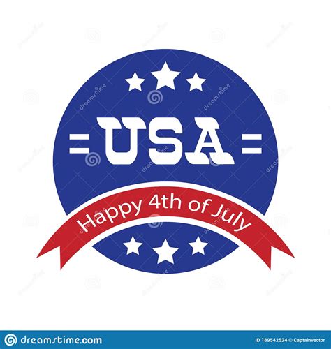 Happy Fourth Of July Label Vector Illustration Decorative Design Stock