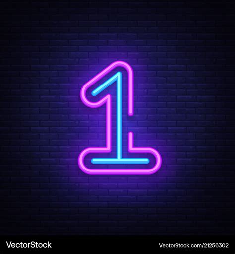 Number One Symbol Neon Sign First Royalty Free Vector Image Images