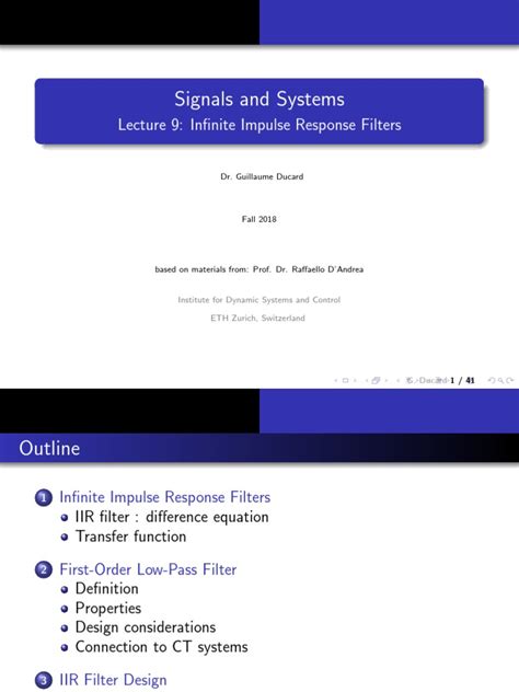 design and analysis of first order infinite impulse response low pass filters pdf low pass