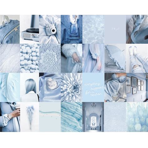 Pale Blue Photo Wall Collage Kit Blue Aesthetic Baby Blue Etsy