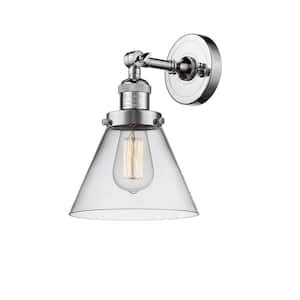 Innovations Cone 1 Light Brushed Brass Wall Sconce With Clear Glass
