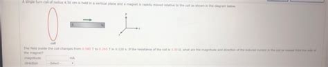 Solved A Single Turn Coil Of Radius 4 50 Cm Is Held In A Chegg