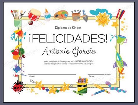 Editable SPANISH CERTIFICATE DIPLOMA For Graduation Etsy In 2020