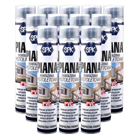 12xPIANA MONTAŻOWA SPK PIANKA NISKOPRĘŻNA PISTOLETOWA 750 ML ZESTAW