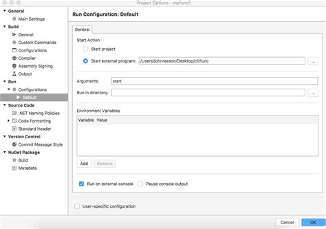 How To Set Run Configuration To Consume New Version Cli In Visual