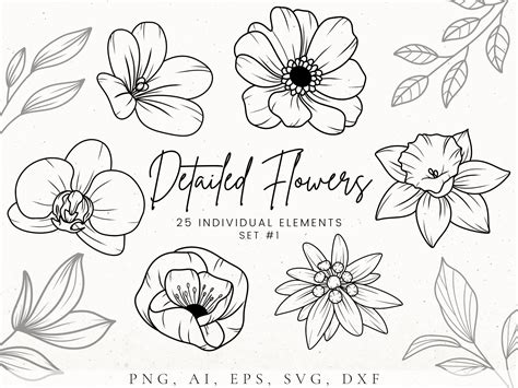 Flower Svg Bundle Flower Stencil Flower Tattoo Design Etsy Norway