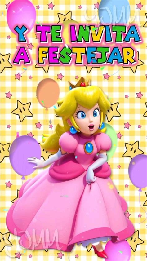Invitación PRINCESA PEACH en 2024 Invitaciones digitales