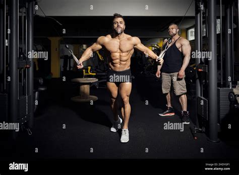 Gewichtheben Muskel Bodybuilder Seilwinde Muskeln Bodybuilder Bodybuilding Seilwinden