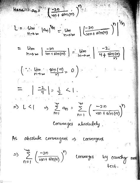 [solved] use the cauchy root test to determine if this serie converge course hero