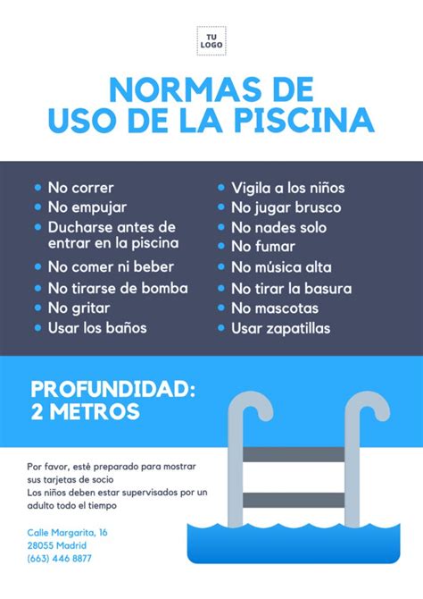 Editar online carteles de señalización y normas para piscinas