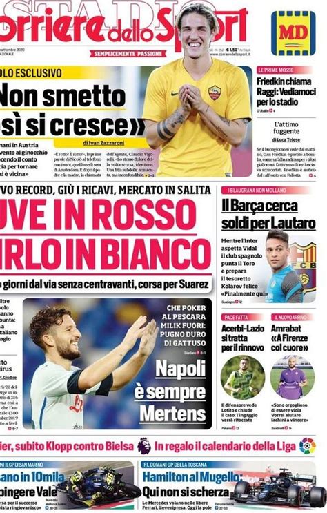 CORRIERE DELLO SPORT La Prima Pagina Di Oggi 12 Settembre 2020