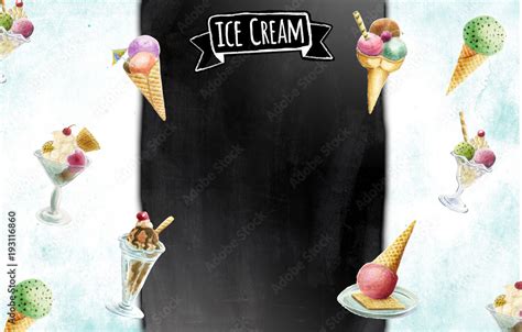 Diseño de cartel de helados con pizarra Stock Illustration Adobe Stock