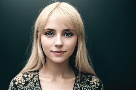 Premium Ai Image A Woman With Blonde Hair And Freckles Looks Into The Camera