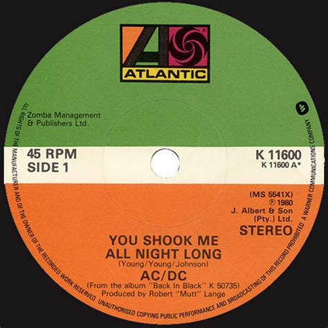 AC DC You Shook Me All Night Long 1980 Vinyl Discogs