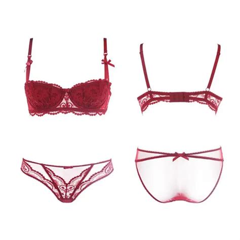 OUDOMILAI New Sexy 1 2 Cup Bra Set Underwear For Women Push Up Bra