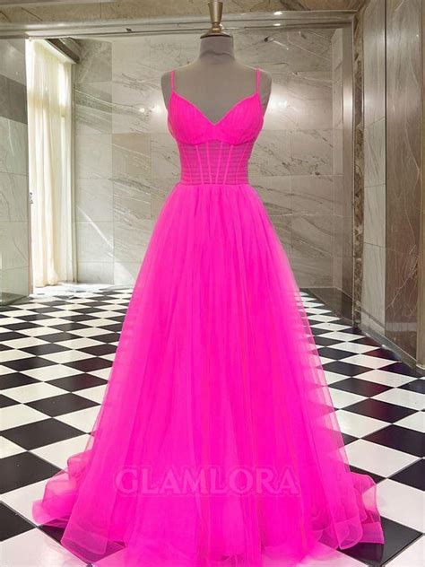 Classy A Line Princess V Neck Sleeveless Sweep Train Tulle Corset Dress