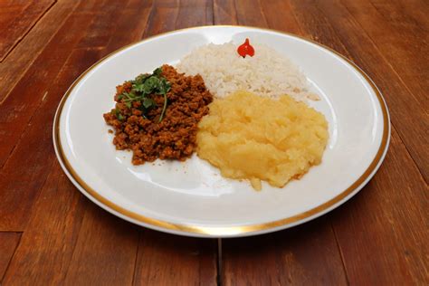 Carne moída purê de batata e arroz branco 350gr Be Nutri