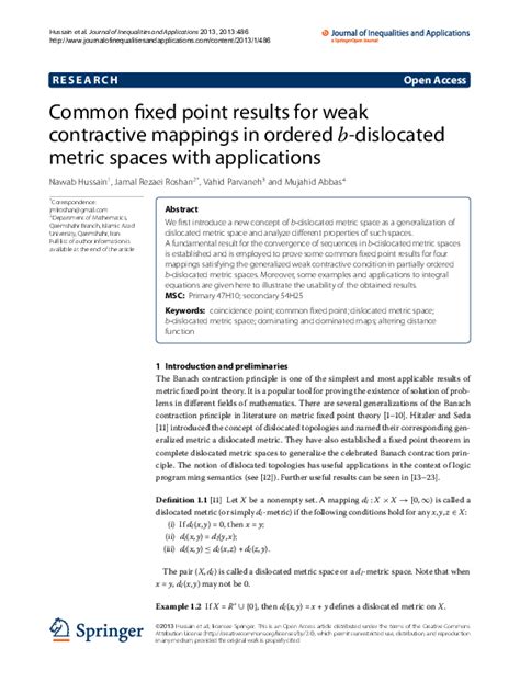 pdf common fixed point results for weak contractive mappings in ordered b dislocated metric