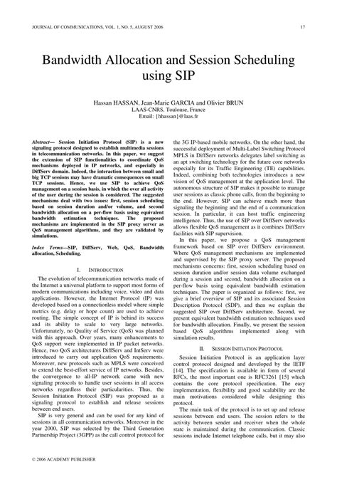 pdf bandwidth allocation and session scheduling using sip