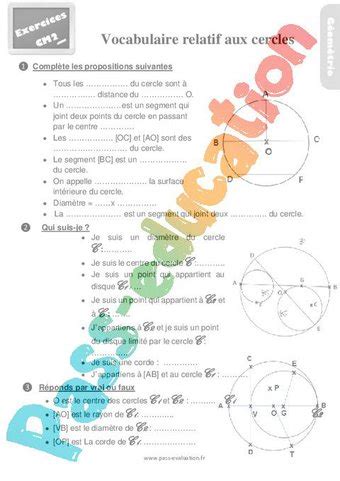 Evaluation Avec Le Corrig Pour Le Cm Sur Le Vocabulaire Relatif Aux