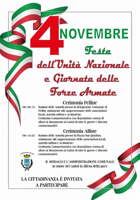 4 novembre Festa dell Unità nazionale e giornata delle Forze armate 2024