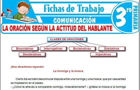 La Oraci N Seg N La Actitud Del Hablante Para Tercero De Primaria Fichas