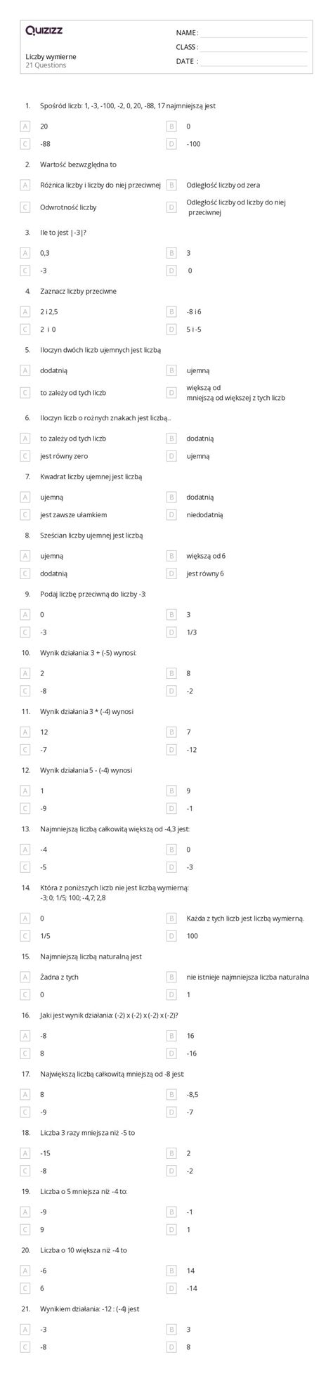 Ponad Liczby Nieparzyste I Parzyste Arkuszy W Quizizz Darmowe I Do