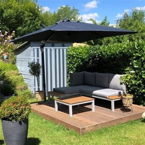 PURPLE LEAF 3 X 3 M Garden Cantilever Parasol Large Square Overhanging