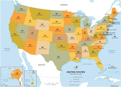 US States Abbreviations Map Laminated 36 W X 26 12 H Amazon Co